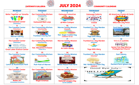 Gateways Galleria July 2024 Activity Calendar - Gateways To Better ...