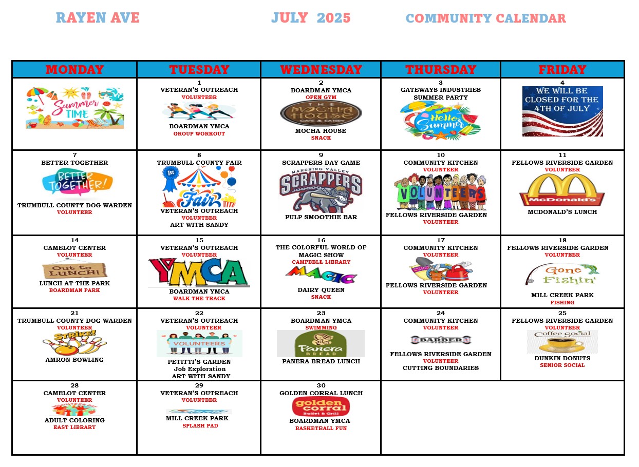 Gateways Industries Rayen Ave. - July 2025 Activity Calendar - Gateways ...